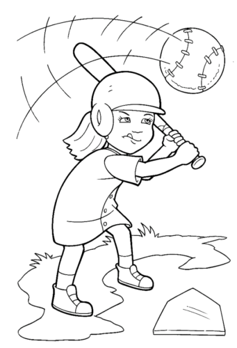 Baseball Girl Coloring Page » Turkau