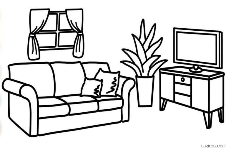 Glass Sofa TV Coloring Page » Turkau