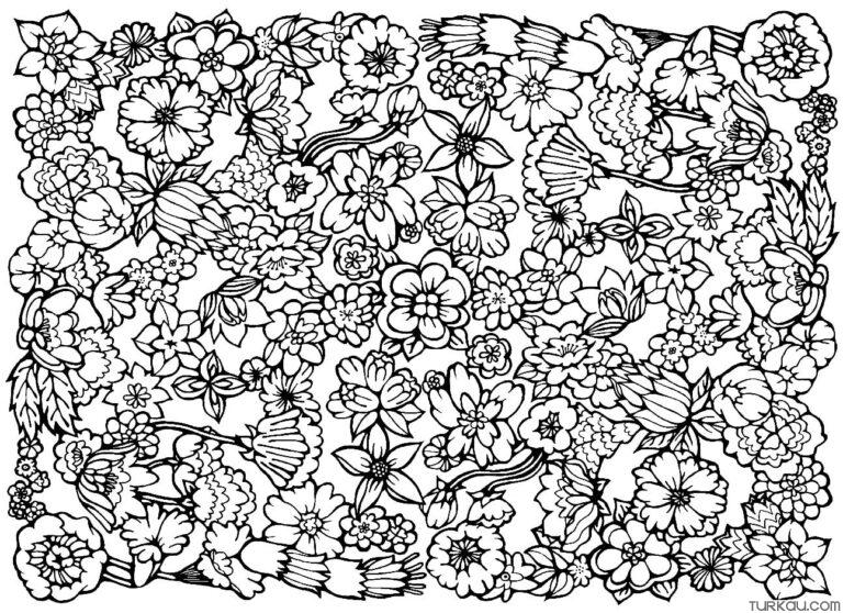 Hard Flowers Pattern Coloring Page » Turkau