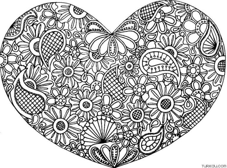 Heart Mandala Buta Coloring Page » Turkau