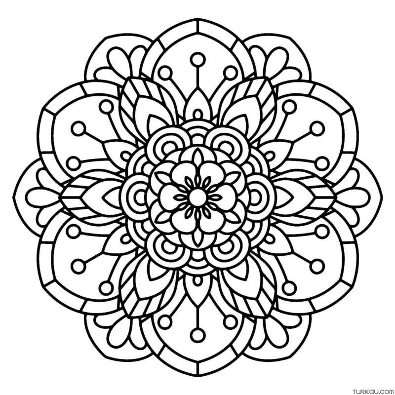 High Contrast Mandala Coloring Page » Turkau
