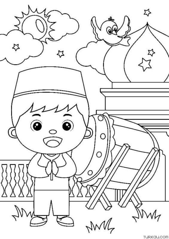 Ramadan Muslim Kid Coloring Page » Turkau