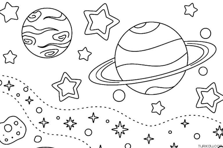 Stars Space Coloring Page » Turkau