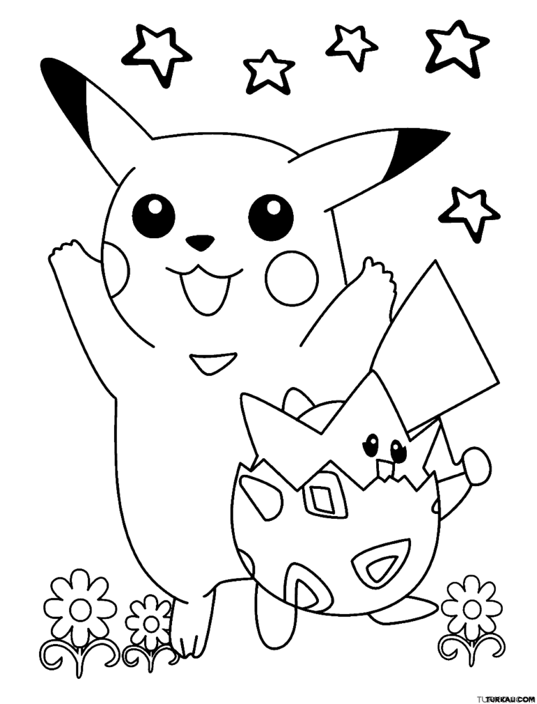 Togepi & Pikachu Pokemon Coloring Page » Turkau