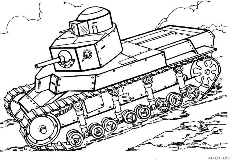 War Tank Coloring Page » Turkau