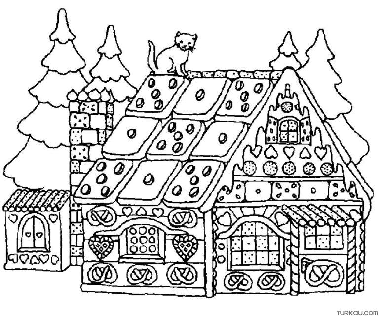 Winter House Coloring Page » Turkau
