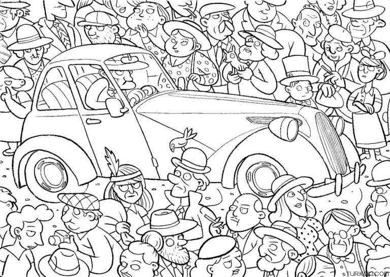 Crowd Of People Image Printable Coloring Page