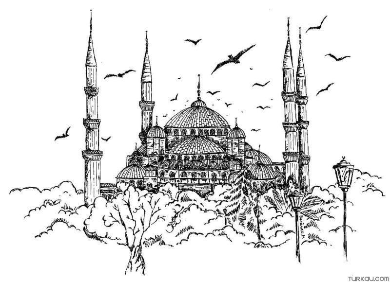 Sultan Ahmet Istanbul Islam Coloring Page » Turkau