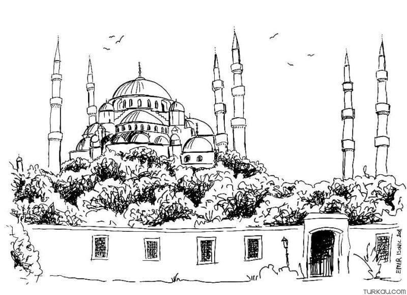 Sultan Ahmet Istanbul Islam Coloring Page » Turkau