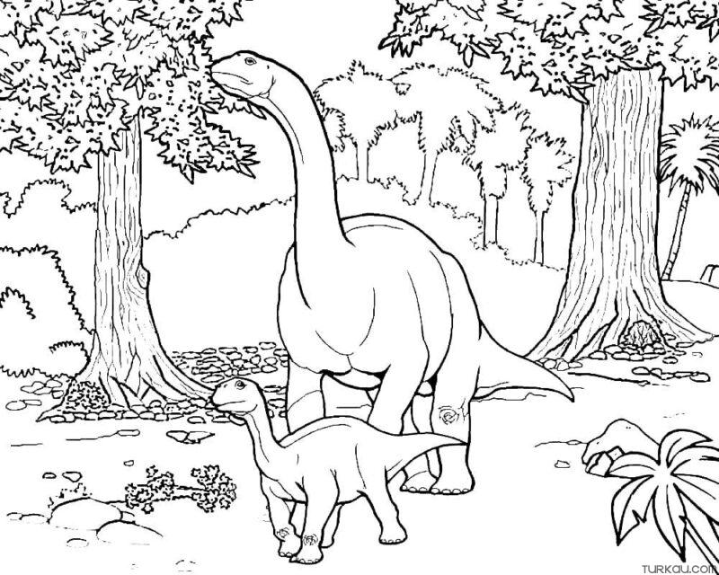 Forest Dinosaur Coloring Page » Turkau