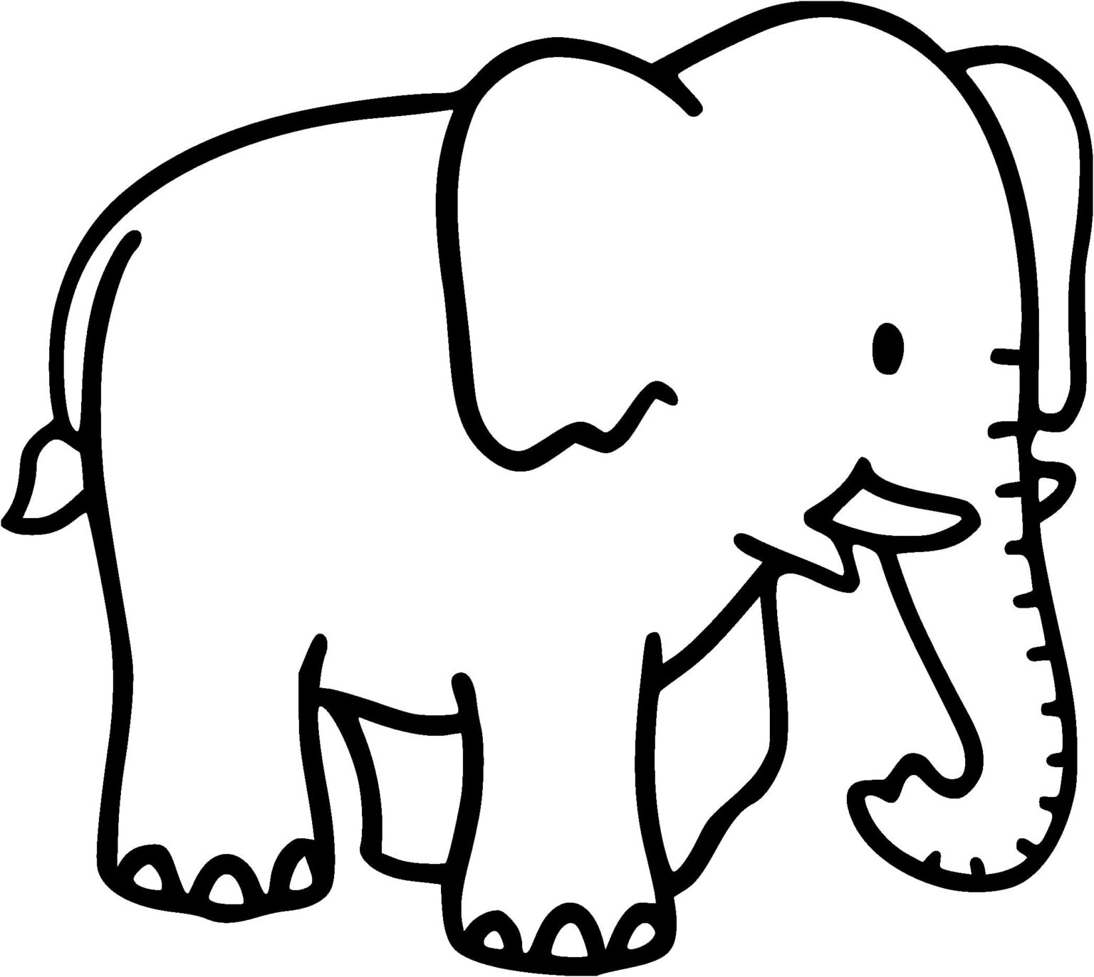 Basic Cute Elephant Coloring Page » Turkau