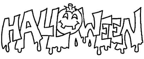 Basic Halloween Text Coloring Page » Turkau