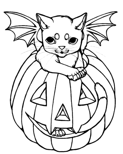 Cat Halloween Coloring Page » Turkau