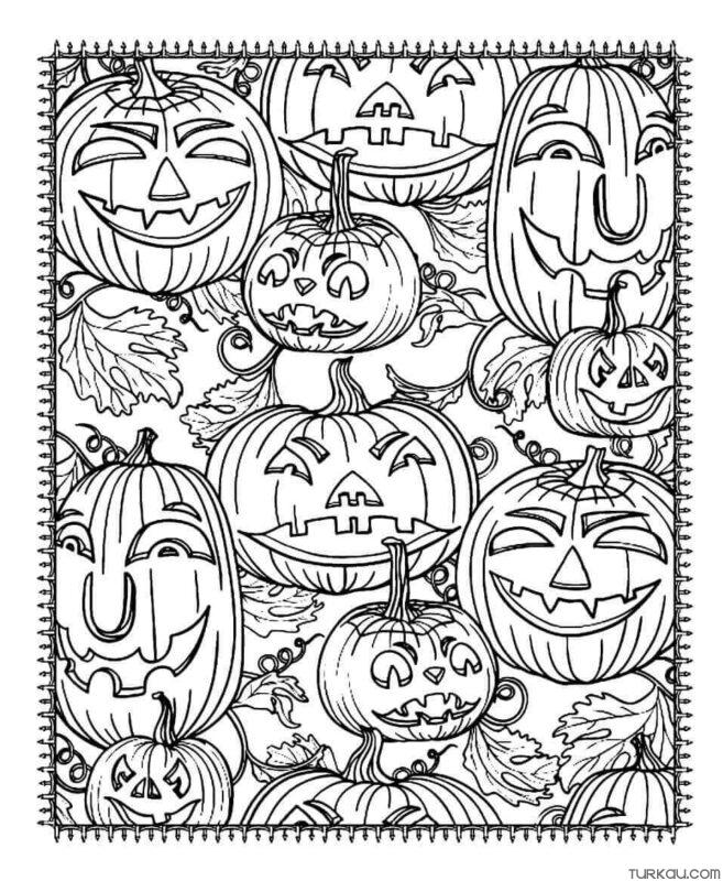 Easy Halloween Pumpkins Coloring Page » Turkau