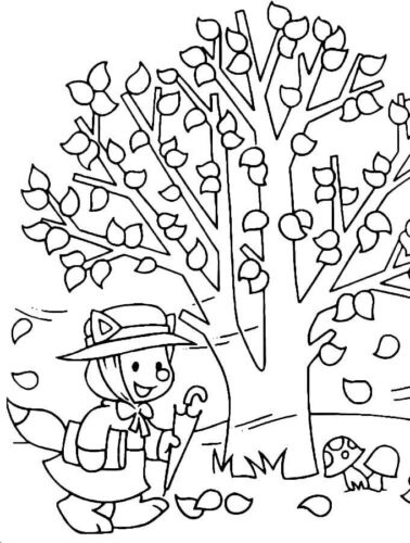 Umbrella Fall Coloring Page » Turkau