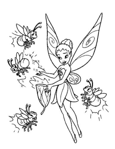 Tinkerbell Bees Coloring Page » Turkau