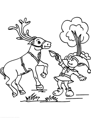 Beautiful Reindeer Elf Coloring Page » Turkau