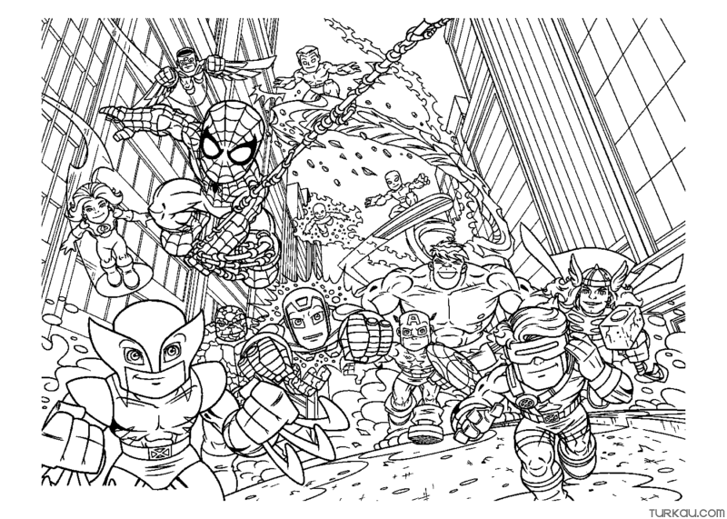 Marvel Mini Heroes Coloring Page » Turkau