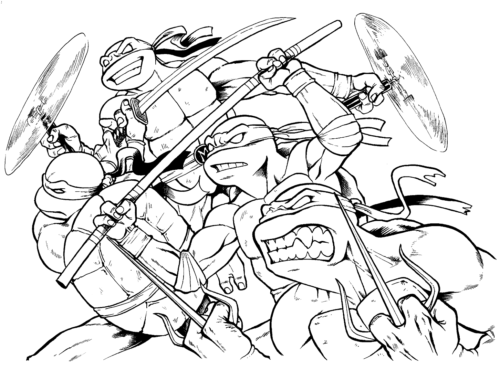 Ninja Turtles Attack Coloring Page » Turkau