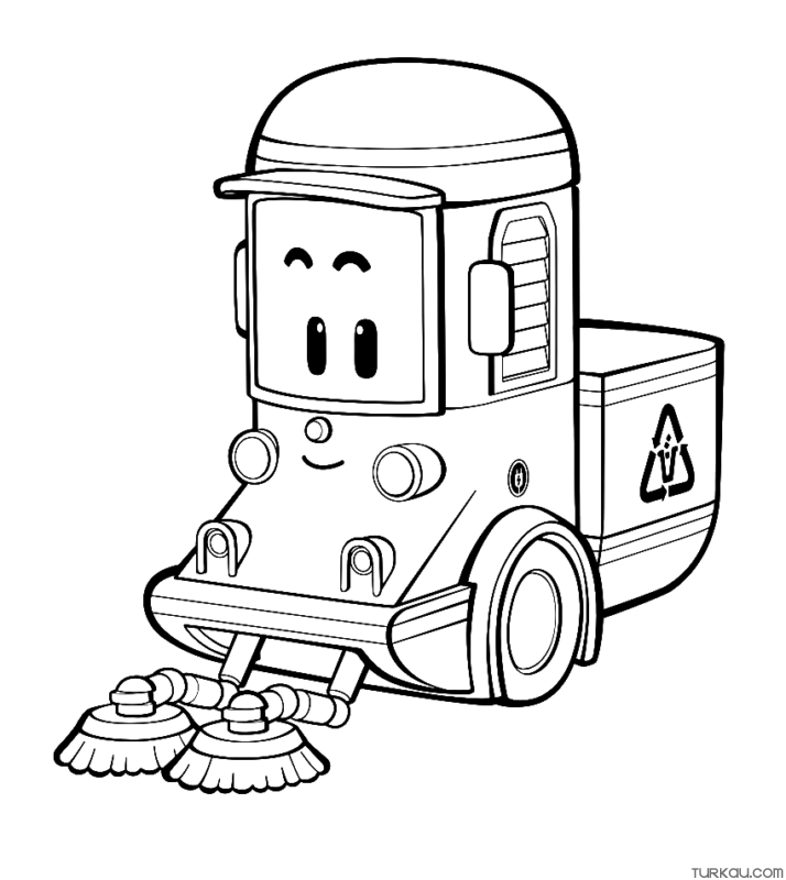 Robocar Poli Cleany Coloring Page » Turkau