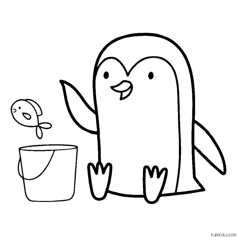 Animal Penguin Fish Coloring Page » Turkau