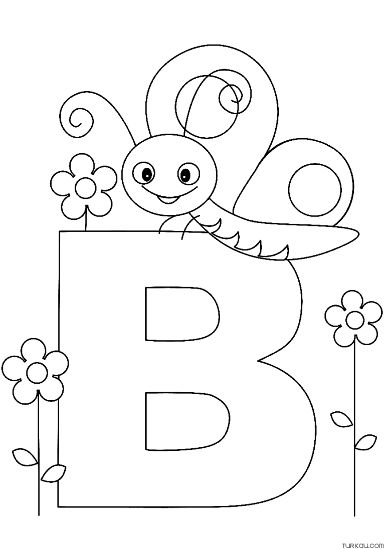 Letter B Flower Insect Coloring Page » Turkau