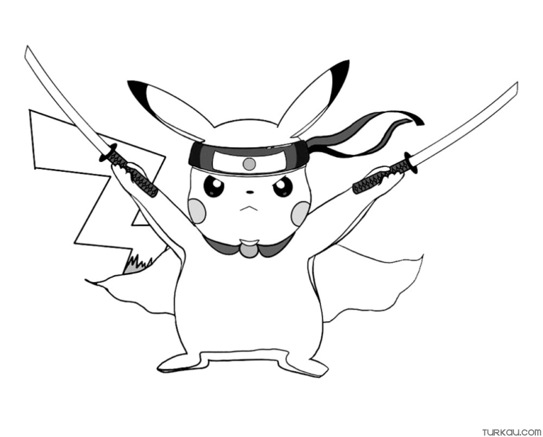 Samurai Pikachu Pokemon Coloring Page » Turkau