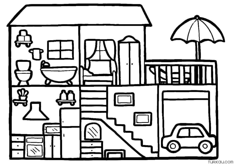 Basic House Easy Coloring Page » Turkau