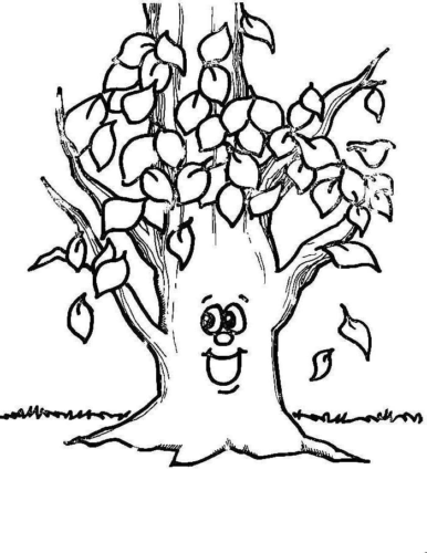 Cute Cartoon Tree Coloring Page » Turkau