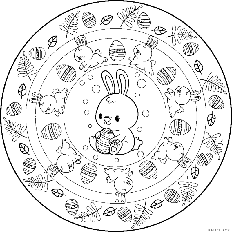 Easter Mandala Cute Rabbit Coloring Page » Turkau
