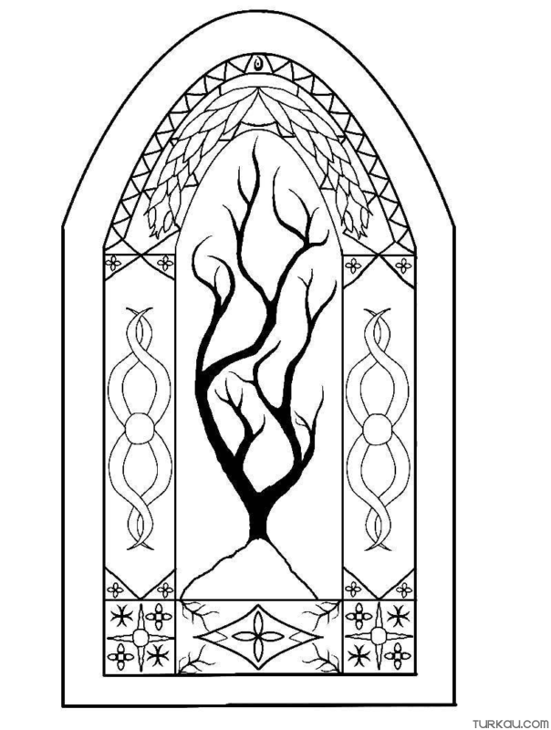 Fantasy Stained Glass Coloring Page » Turkau