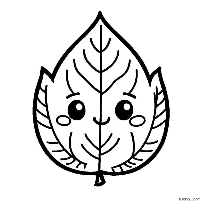 Happy Leaf Coloring Page » Turkau