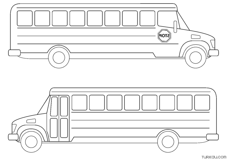 Long School Bus Coloring Page » Turkau