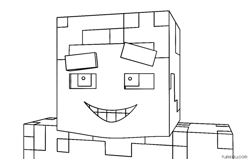 Smiling Minecraft Steve Coloring Page » Turkau